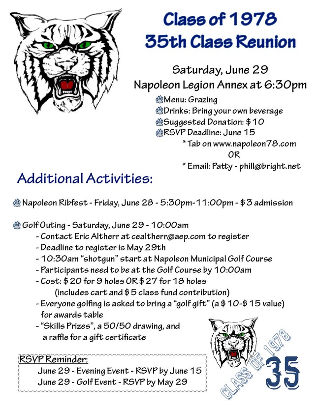 35th Class Reunion RSVP